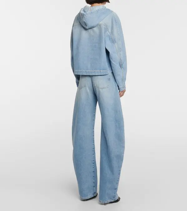 Alaïa Cropped Hooded Denim Jacket