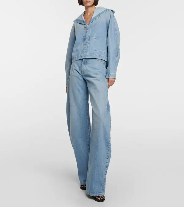 Alaïa Cropped Hooded Denim Jacket