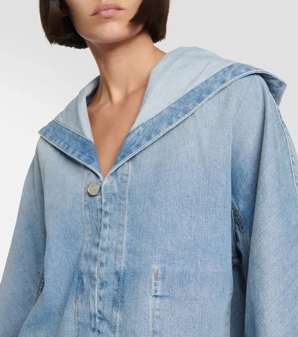 Alaïa Cropped Hooded Denim Jacket