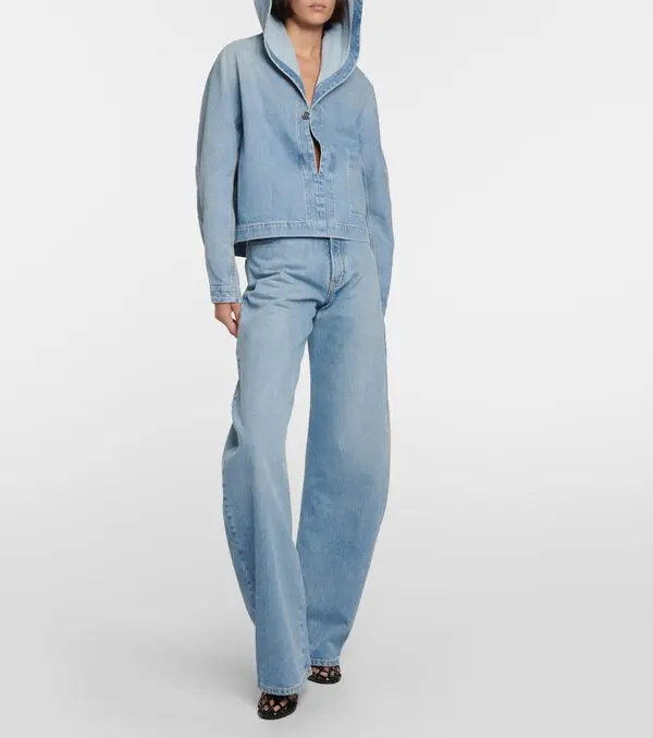 Alaïa Cropped Hooded Denim Jacket