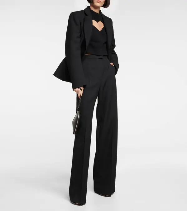 Alaïa Keyhole Virgin Wool Cropped Sweater