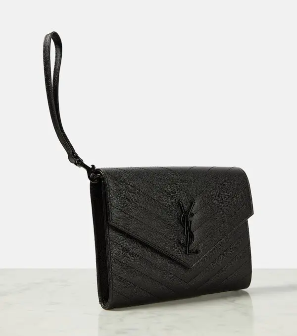 Saint Laurent Cassandre Matelasse Leather Clutch - Black