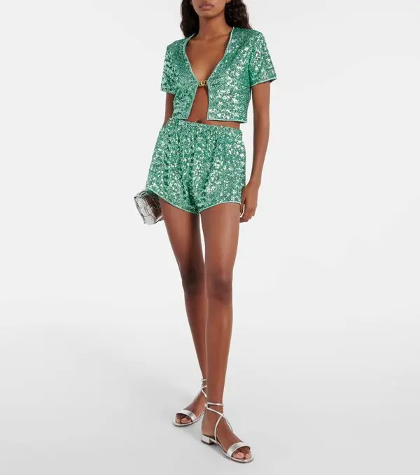 Oseree Sequined Crop Top