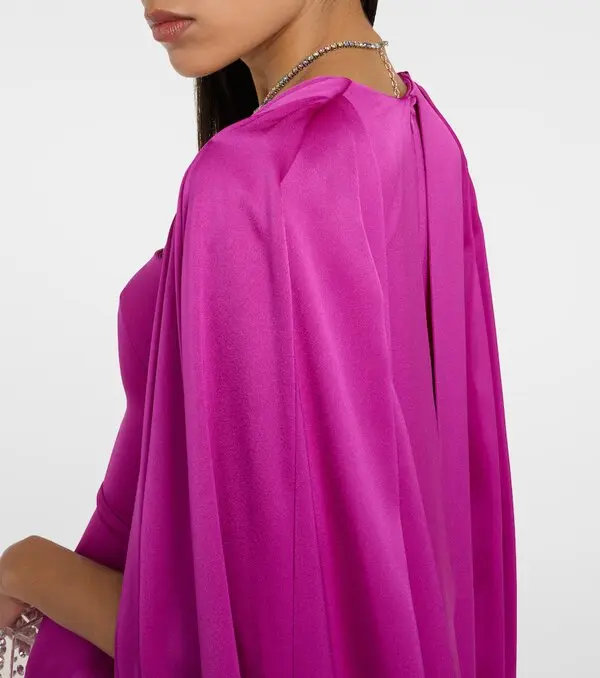 Alex Perry Caped Satin Gown