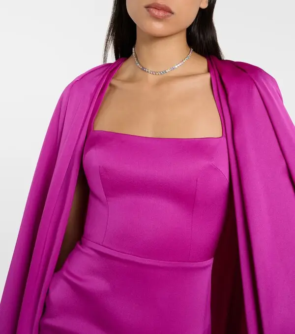 Alex Perry Caped Satin Gown