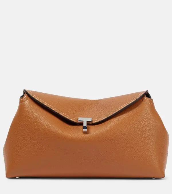 TOTEME T-lock Leather Clutch - Brown