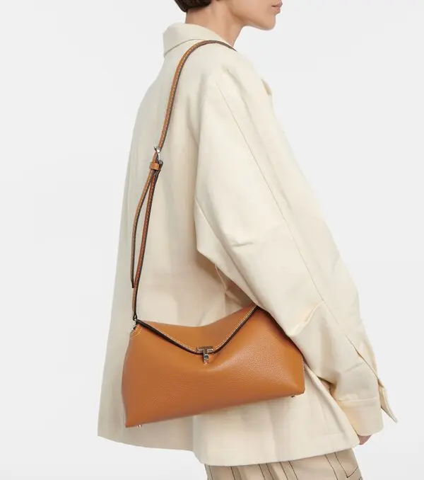 TOTEME T-lock Leather Clutch - Brown