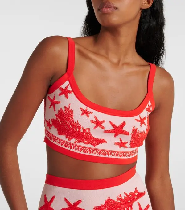 Versace Cotton-blend Jacquard Crop Top