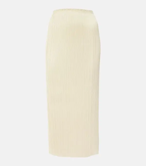 Vince Pleated Satin Midi Skirt