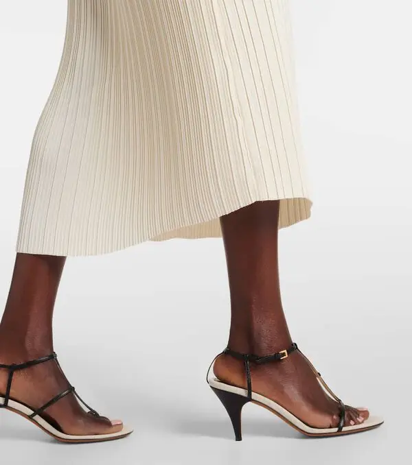 Vince Pleated Satin Midi Skirt