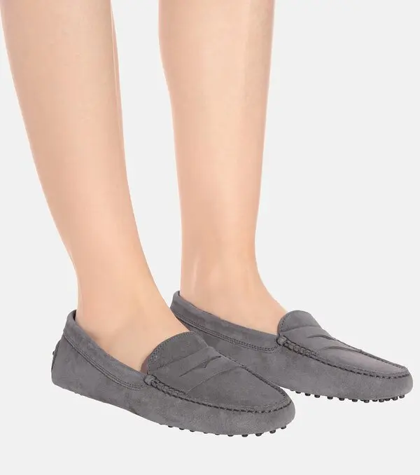 TOD'S Gommino Suede Loafers - Grey