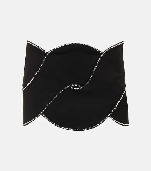 AREA Latticed Embellished Wool Miniskirt - Black