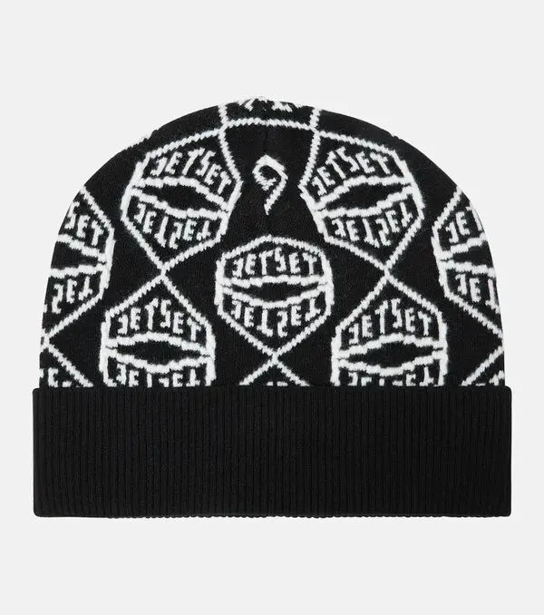 JETSET Logo Wool-blend Beanie - Black