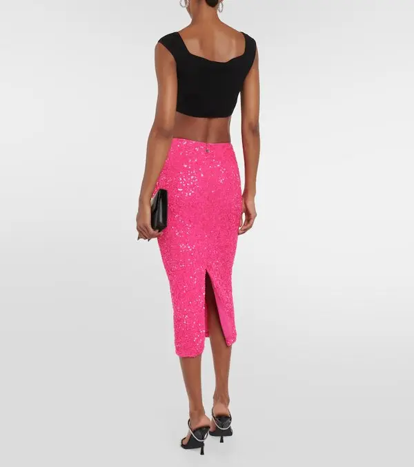 ROTATE BY BIRGER CHRISTENSEN Sequined Midi Skirt