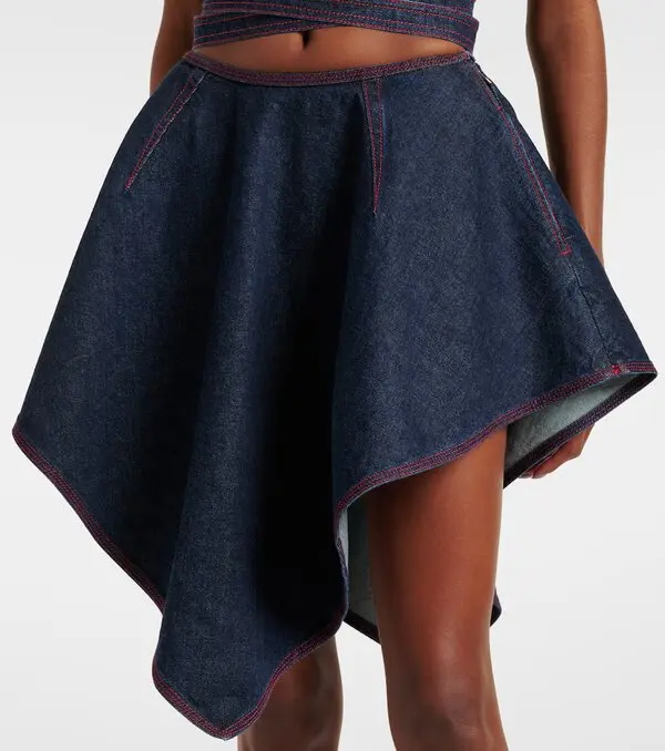 Alaïa Triangle Asymmetric Denim Miniskirt - Blue
