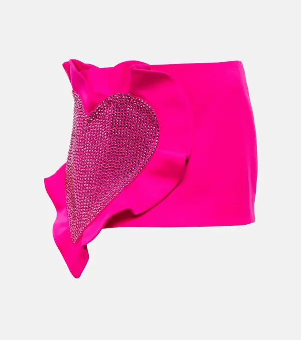 AREA Heart Ruffle Wool Miniskirt - Pink