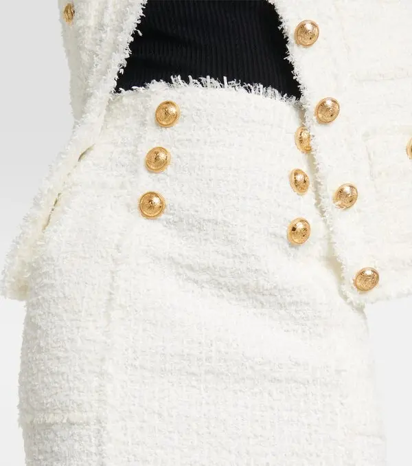 Balmain High-rise Tweed Miniskirt