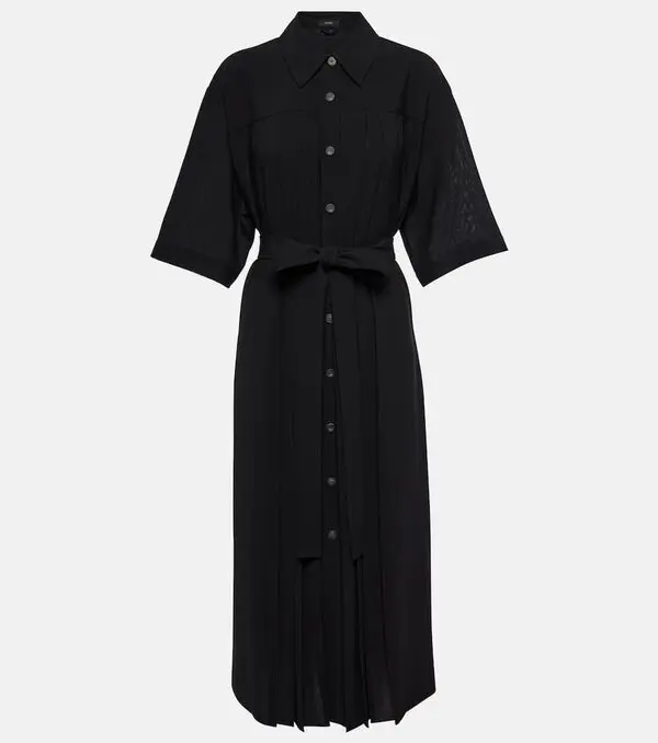 JOSEPH Arcade Plisse Midi Dress - Black