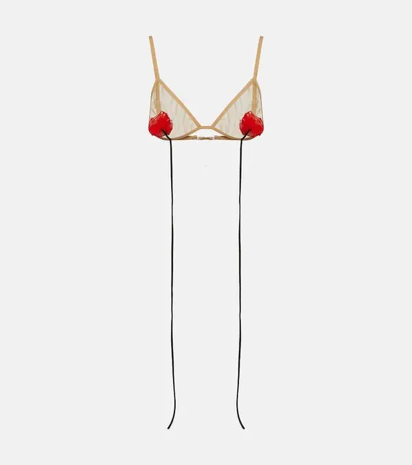 NENSI DOJAKA Floral-applique Mesh Bra - Multicoloured