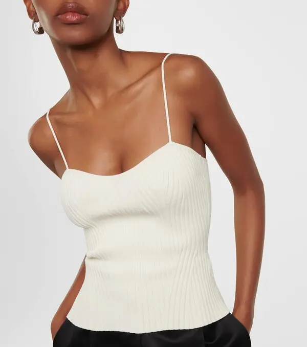 Khaite Ziggy Ribbed Tank - White