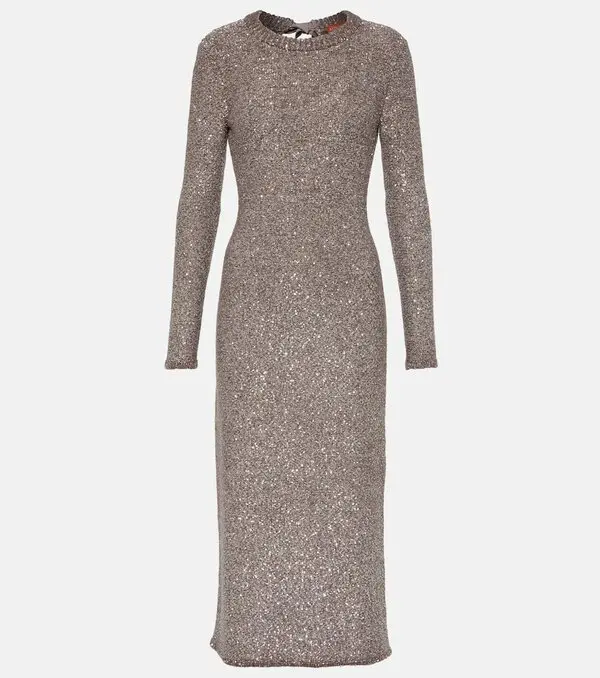 Altuzarra Cindy Metallic Knit Maxi Dress - Grey