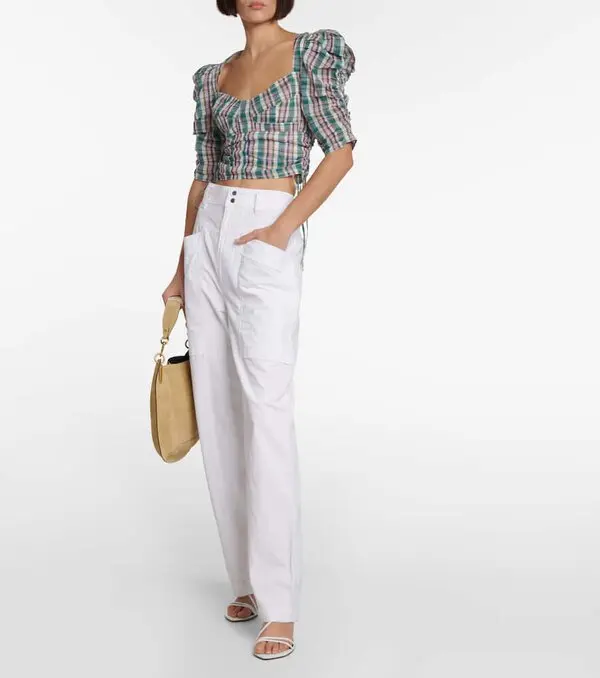 MARANT ETOILE Galaor Checked Crop Top