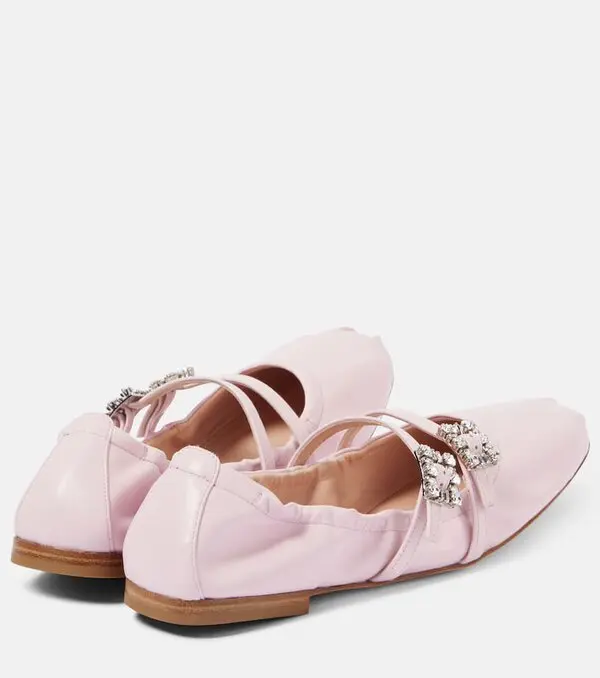 ROGER VIVIER Crystal-embellished Leather Mary Jane Flats