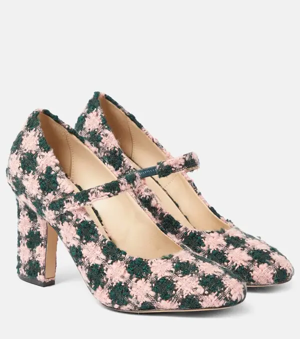 EMILIA WICKSTEAD Checked Tweed Mary Jane Pumps
