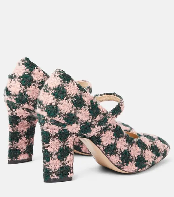 EMILIA WICKSTEAD Checked Tweed Mary Jane Pumps