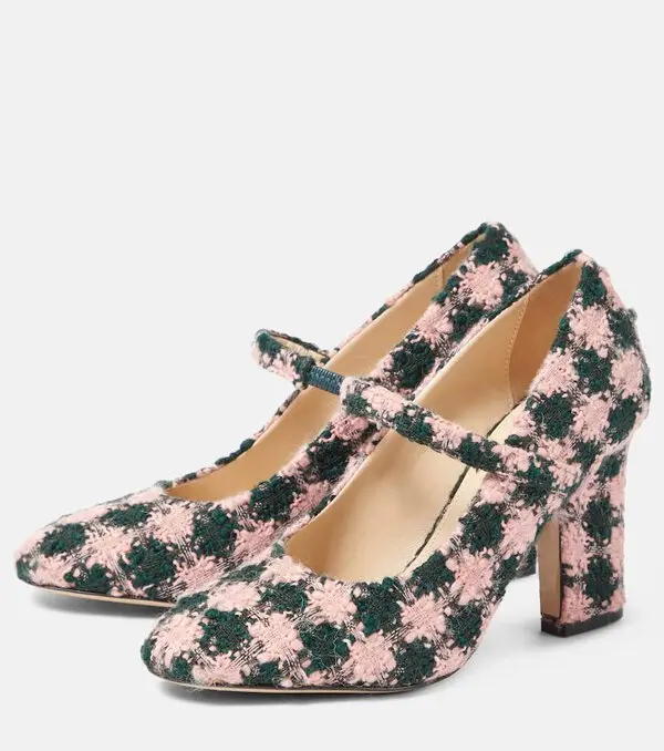 EMILIA WICKSTEAD Checked Tweed Mary Jane Pumps