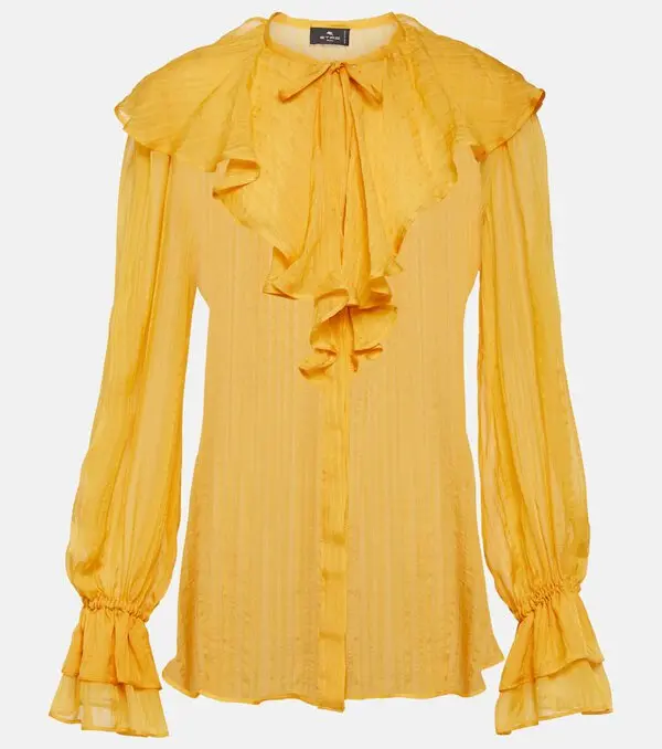 Etro Ruffled Silk Blouse - Yellow