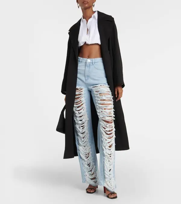 DION LEE Distressed Wide-leg Jeans