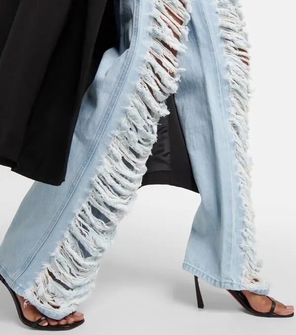 DION LEE Distressed Wide-leg Jeans