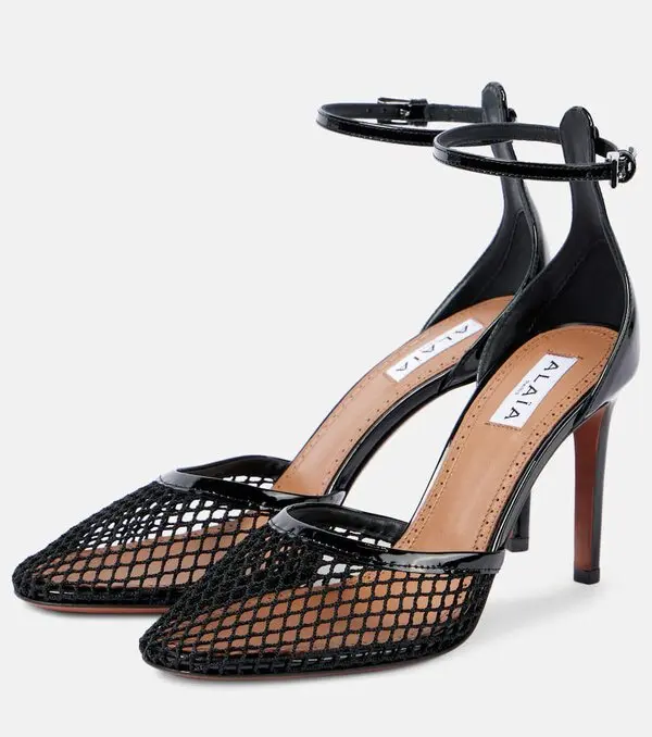 Alaïa Leather-trimmed Mesh Pumps - Black