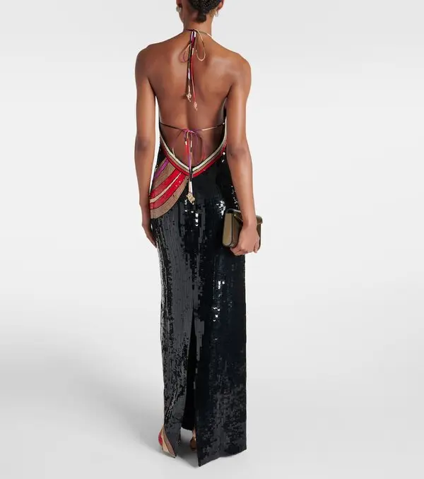 Emilio Pucci Sequined Printed Halterneck Gown