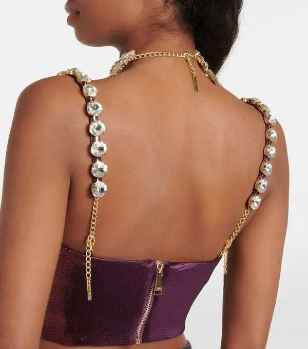 AREA Embellished Cropped Top