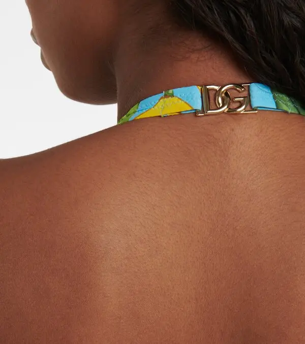 Dolce & Gabbana Printed Halterneck Swimsuit