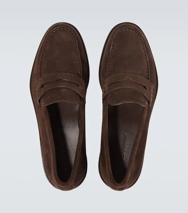 Manolo Blahnik Perry Suede Penny Loafers