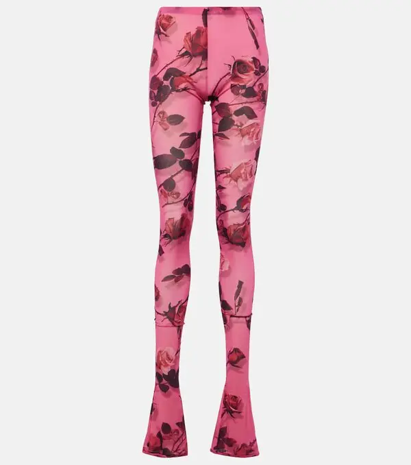 Blumarine Semi-sheer Printed Leggings