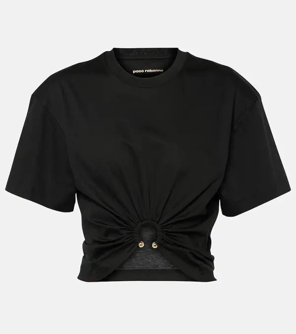 Rabanne Gathered Crop Top - Black