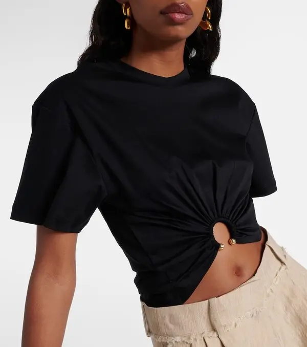 Rabanne Gathered Crop Top - Black
