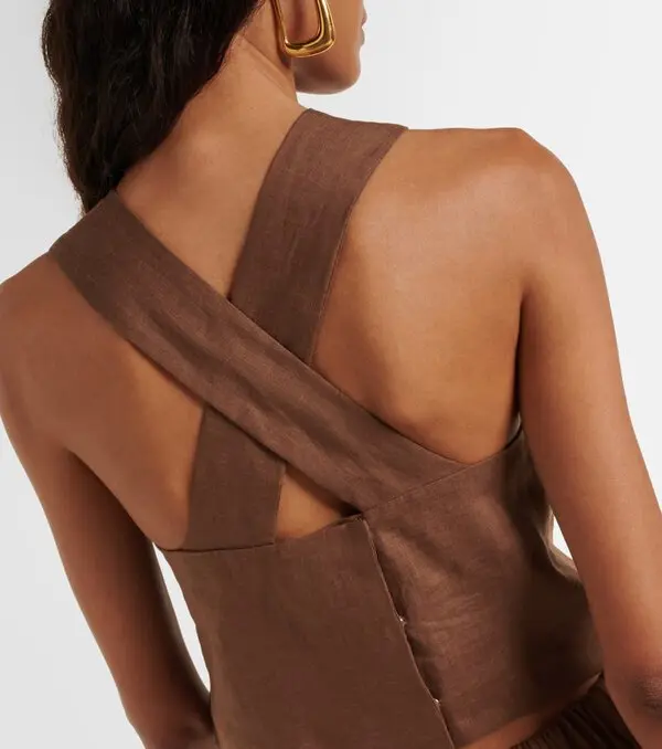 Asceno Cozumel Linen Tank Top - Brown