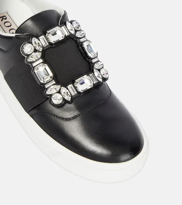 ROGER VIVIER Very Vivier Embellished Leather Sneakers