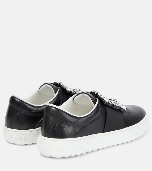 ROGER VIVIER Very Vivier Embellished Leather Sneakers