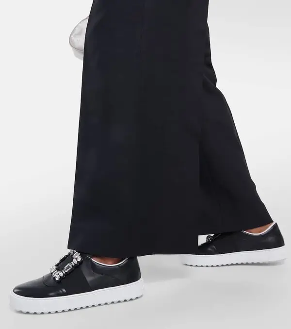 ROGER VIVIER Very Vivier Embellished Leather Sneakers