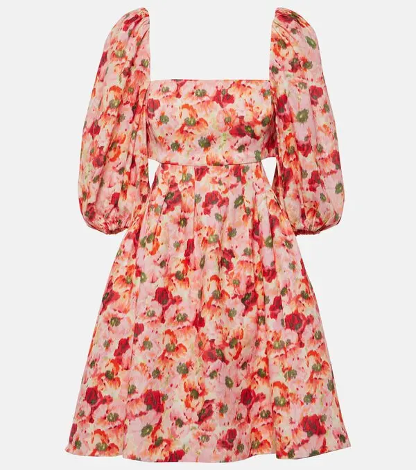 Zimmermann Lightburst Cutout Floral Linen Minidress - Red