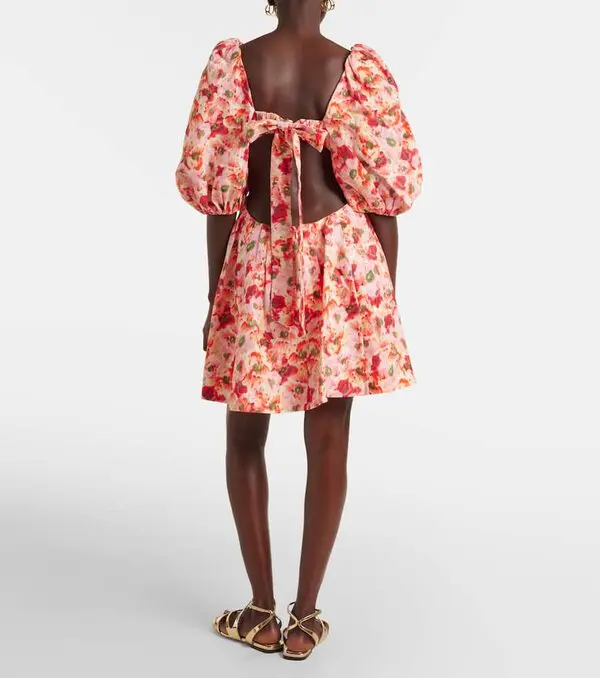 Zimmermann Lightburst Cutout Floral Linen Minidress