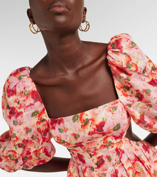 Zimmermann Lightburst Cutout Floral Linen Minidress