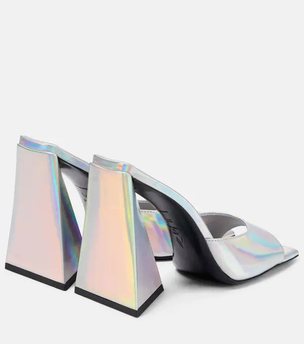 Attico Devon Leather Mules - Silver