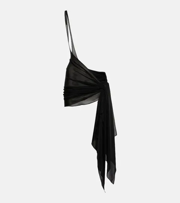 MUGLER One-shoulder Jersey Beach Cover-up - Black
